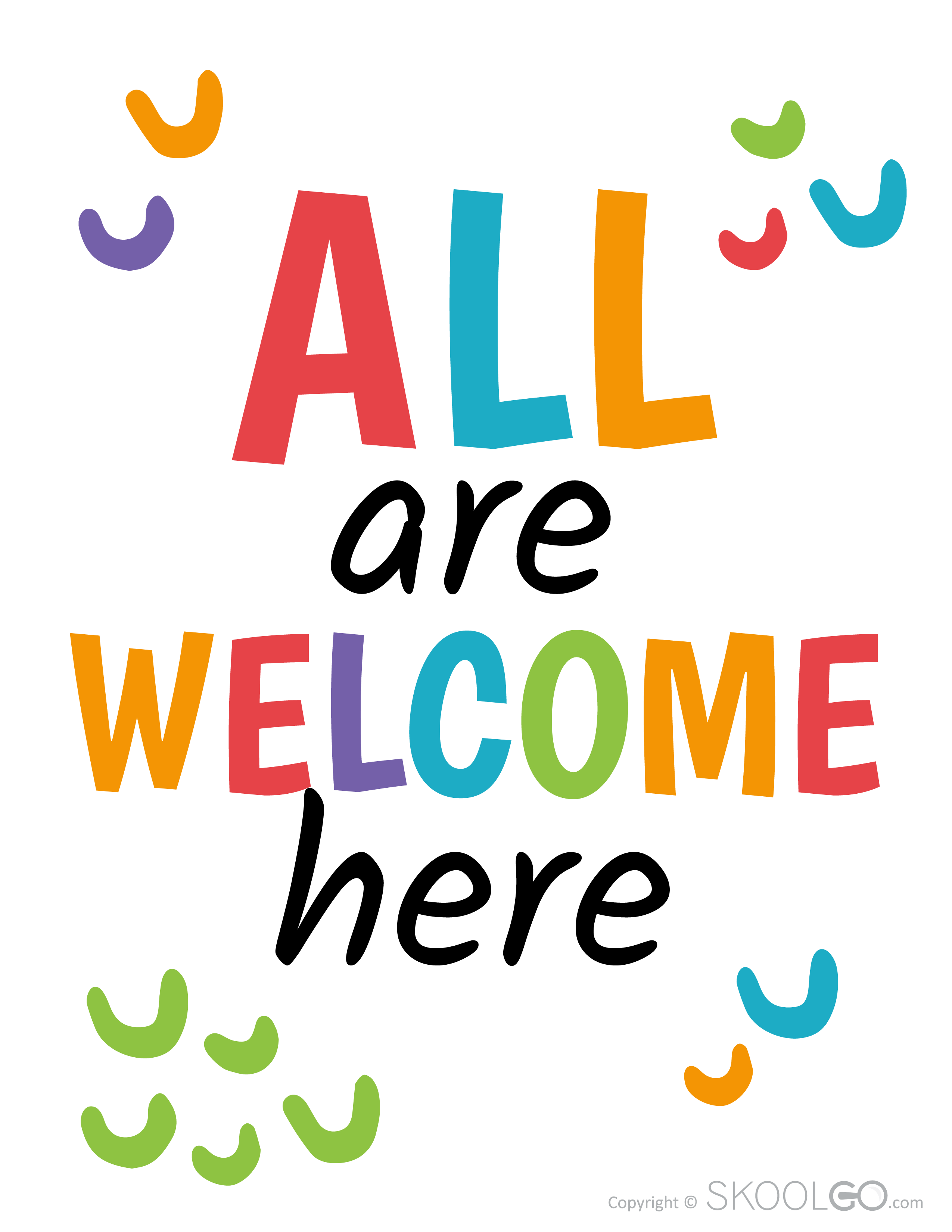 All Are Welcome Here - Free Classroom Poster - SKOOLGO