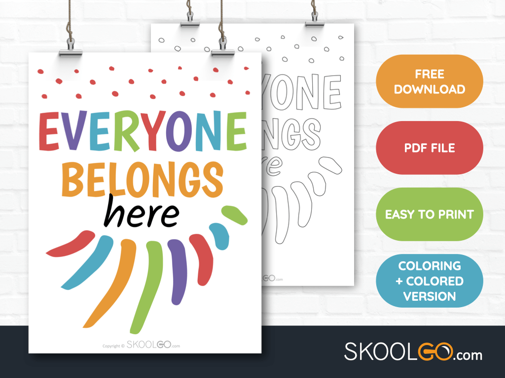 Everyone Belongs Here - Free Classroom Poster - SKOOLGO