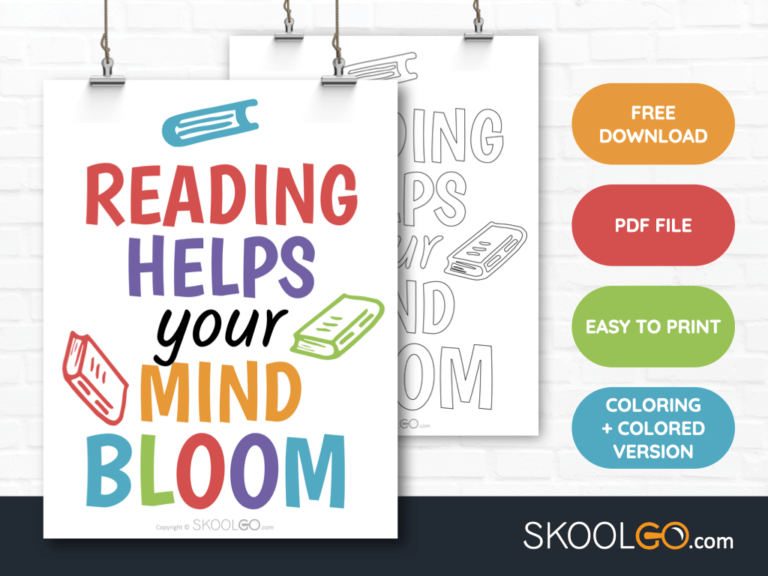 Reading Helps Your Mind Bloom - Free Classroom Poster - SKOOLGO