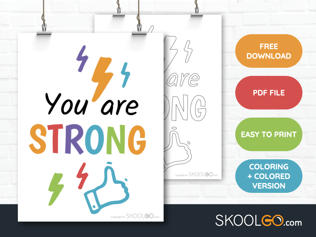 You are Strong - Free Classroom Poster - SKOOLGO