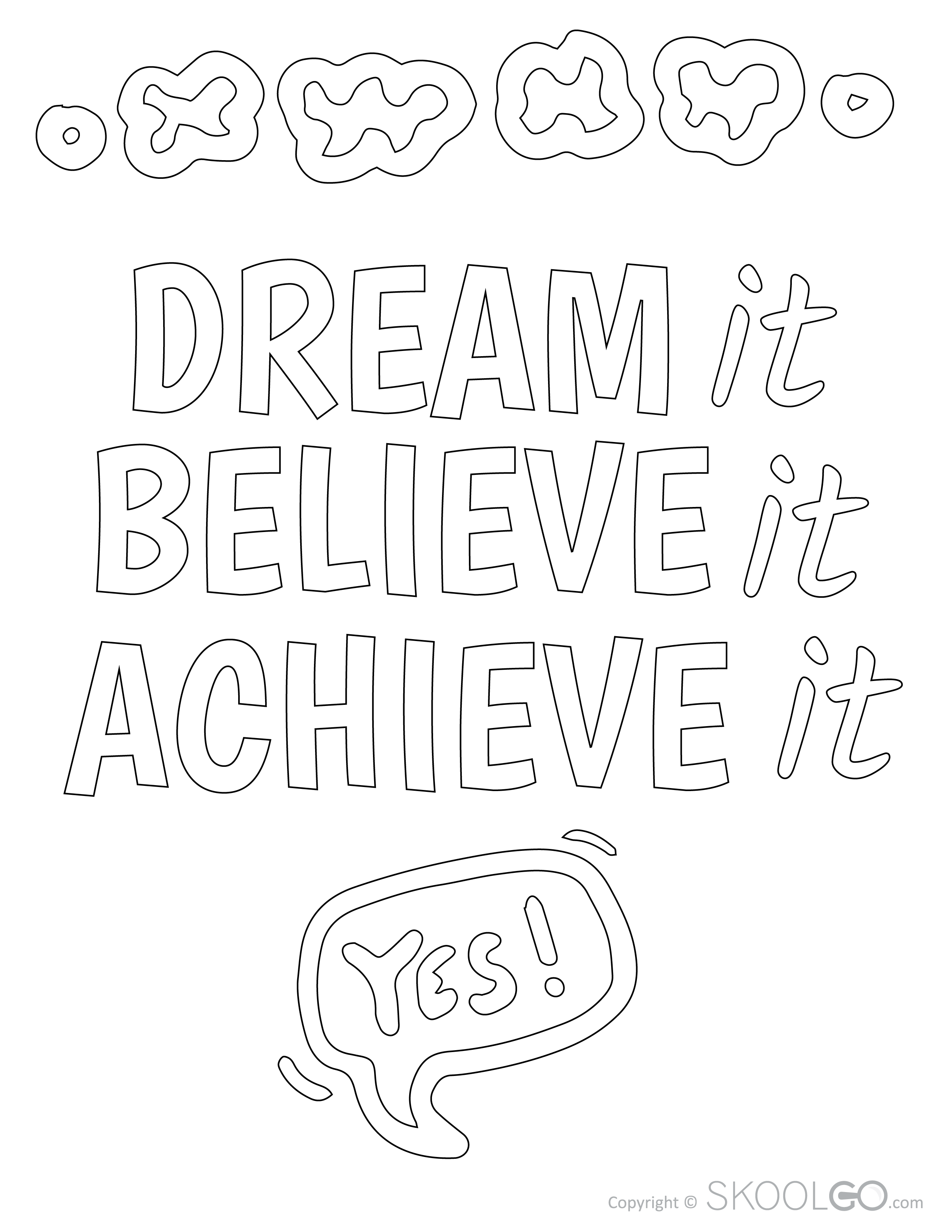 Dream It Believe It Achieve It - Free Classroom Poster - SKOOLGO