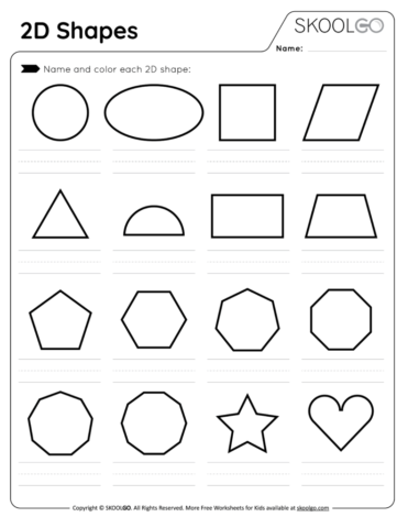 2D Shapes - Free Worksheet - SKOOLGO