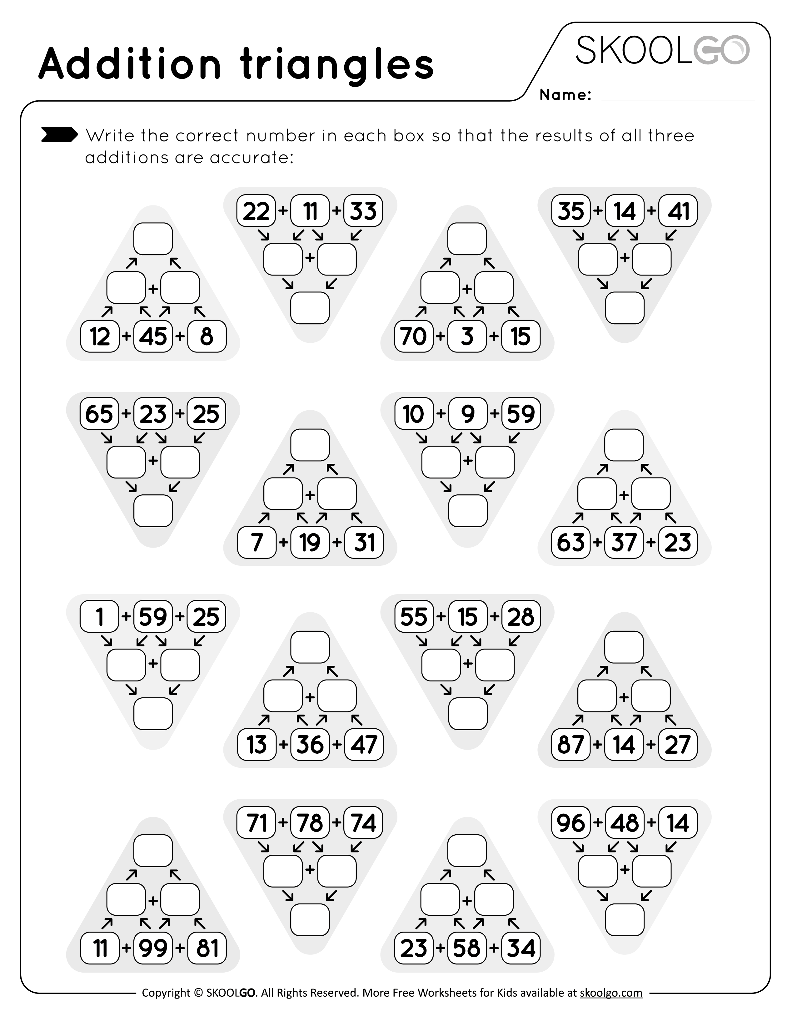 Addition Triangles - SKOOLGO