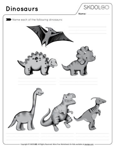 Dinosaurs Free Worksheet Skoolgo