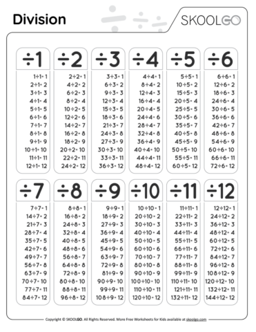 Division - Free Worksheet - SKOOLGO