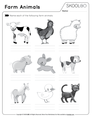 Farm Animals - Free Worksheet - SKOOLGO