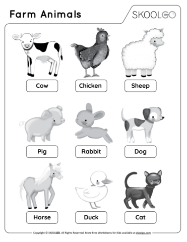 Farm Animals - Free Worksheet - SKOOLGO
