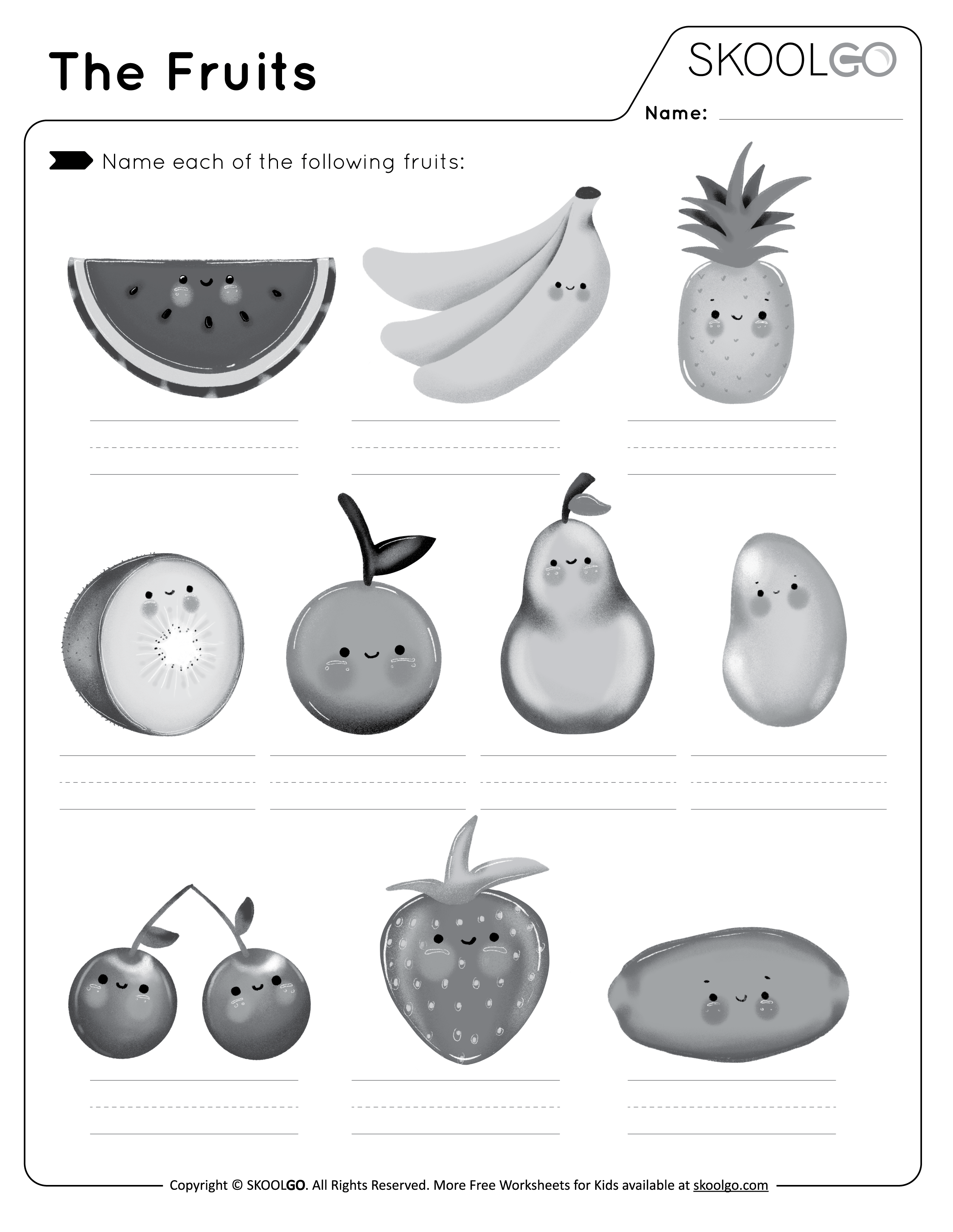 The Fruits - Free worksheet - SKOOLGO