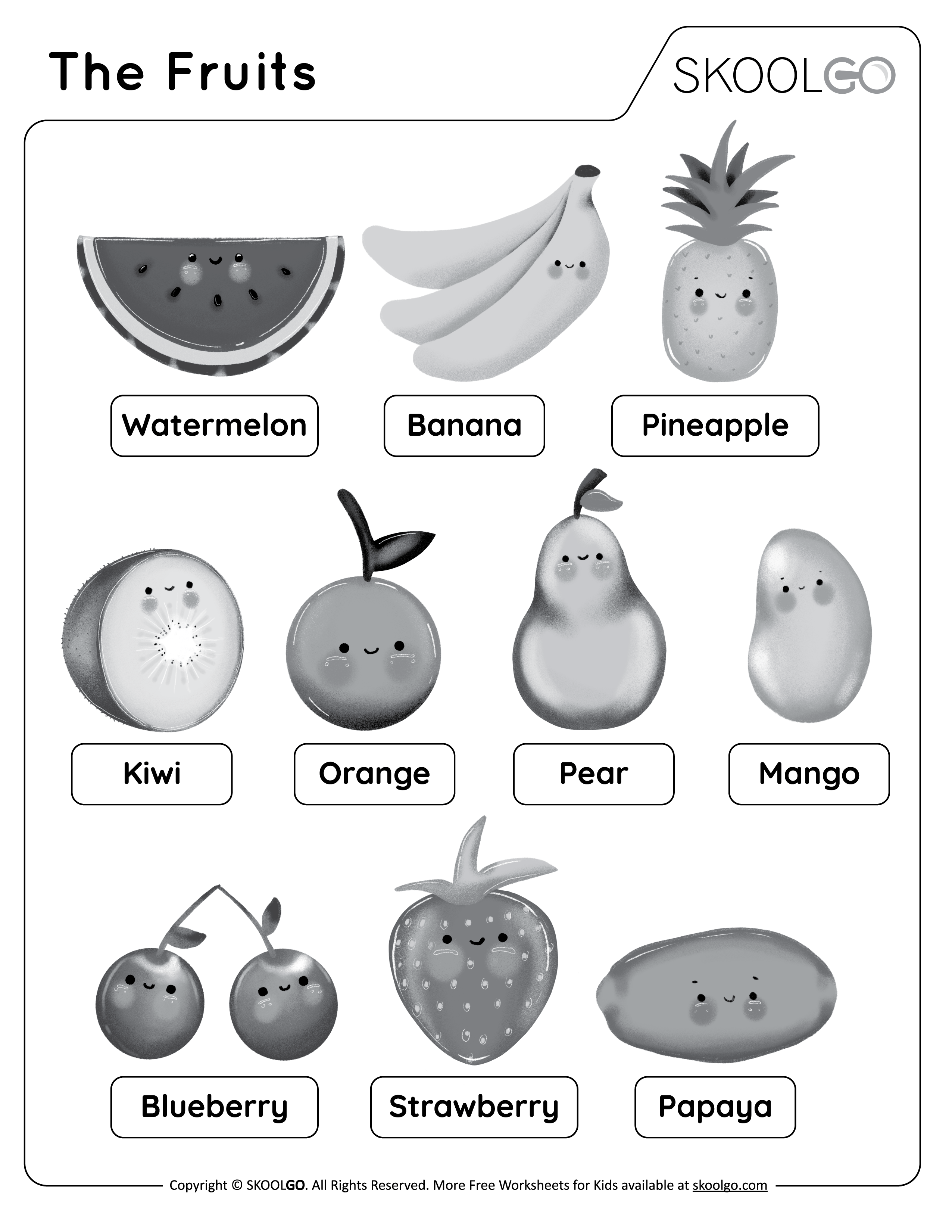 The Fruits - Free worksheet - SKOOLGO
