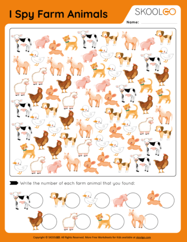 I Spy Farm Animals - Free Worksheet - SKOOLGO