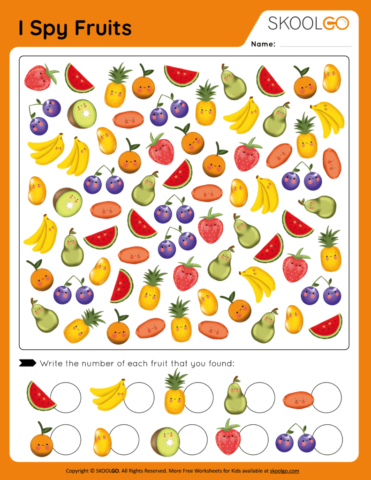 I Spy Fruits - Free Worksheet - SKOOLGO
