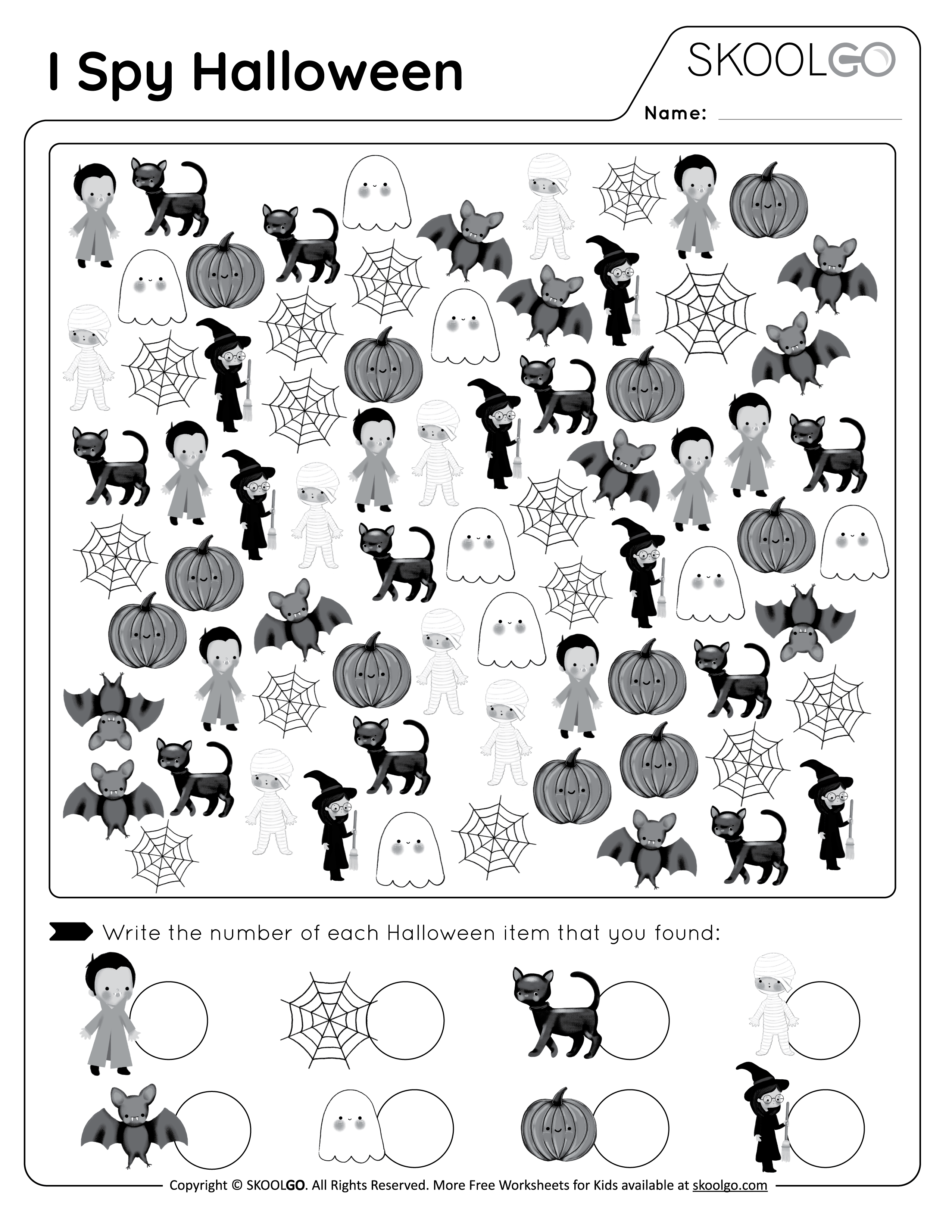 I Spy Halloween - Free Worksheet - SKOOLGO