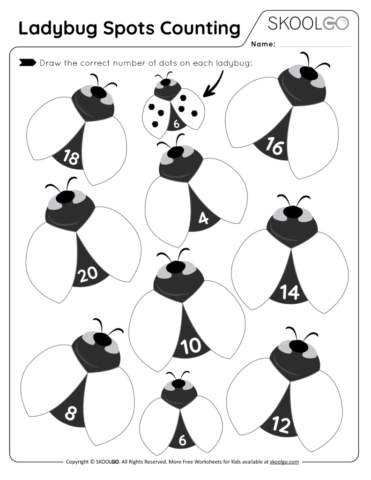 Ladybug Spots Counting - Free Worksheet - SKOOLGO