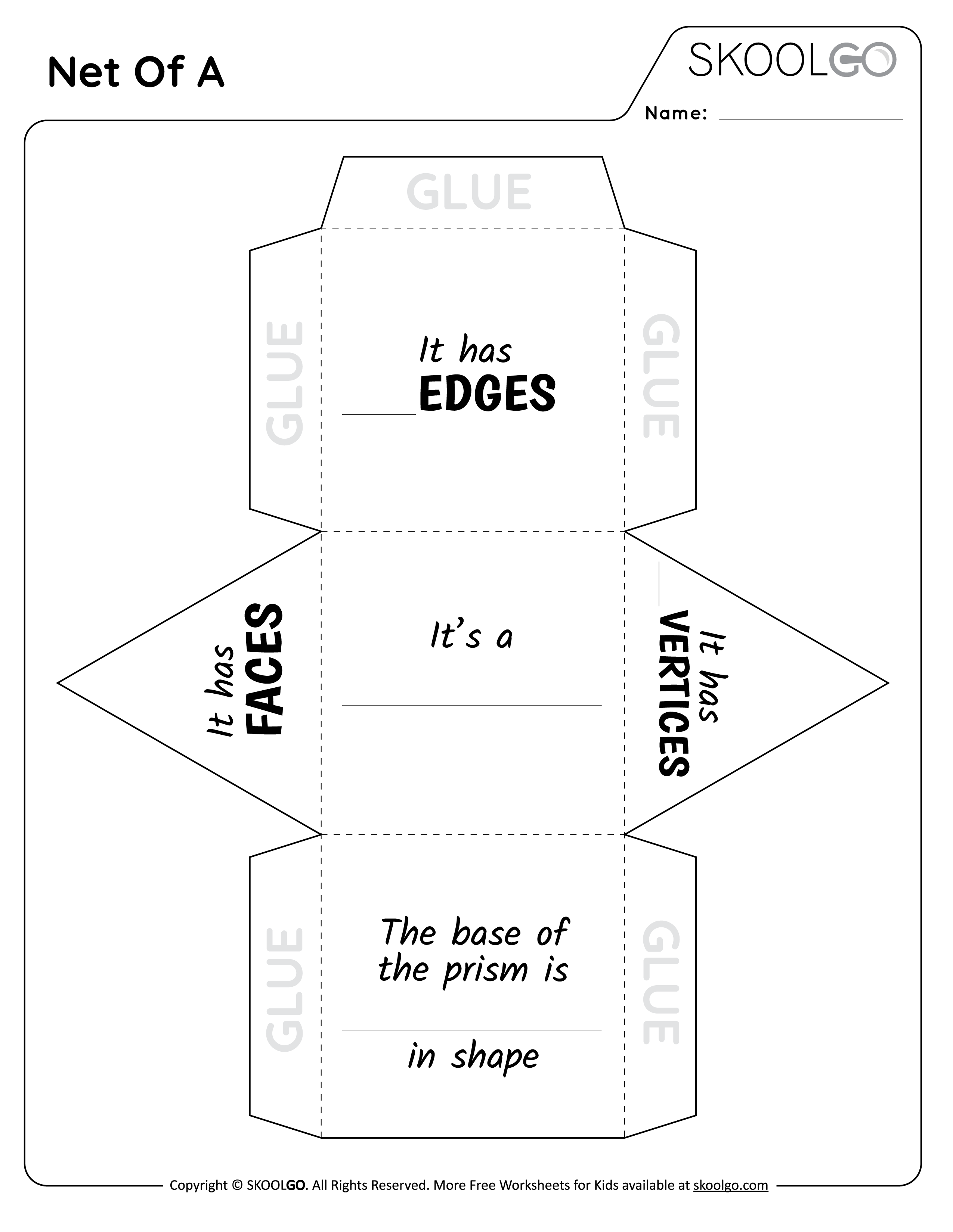 Net Of A Triangular Prism - Free Worksheet - SKOOLGO