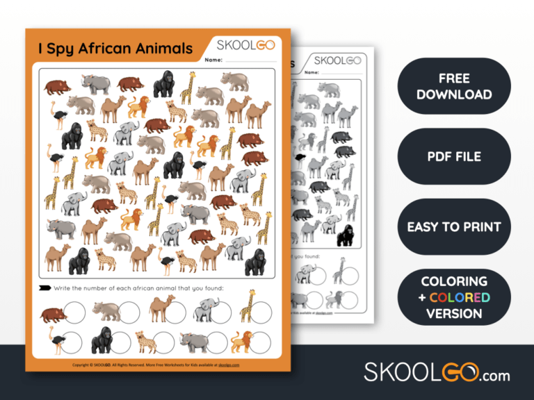 I Spy Farm Animals - Free Worksheet - SKOOLGO