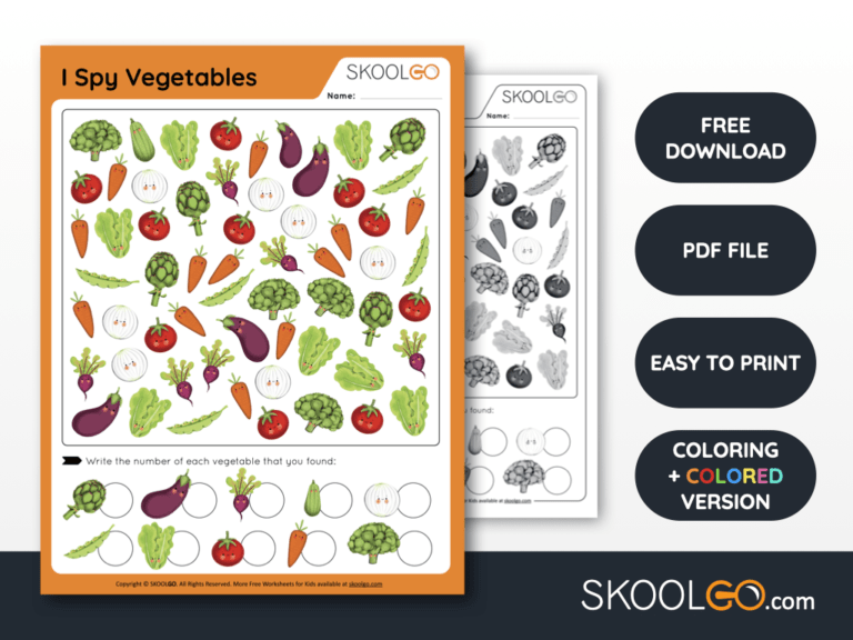 I Spy Vegetables - Free Worksheet - SKOOLGO