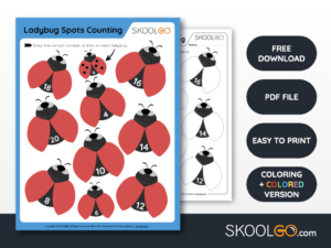 Ladybug Spots Counting - Free Worksheet - SKOOLGO