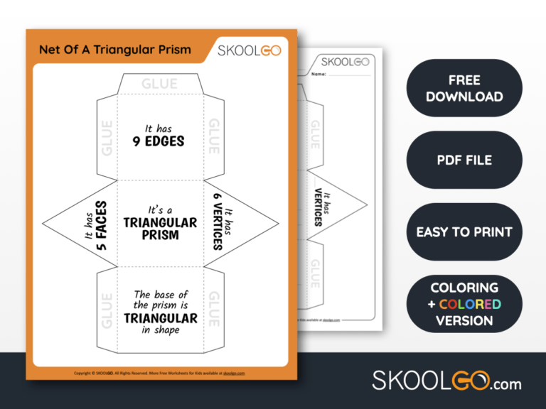 Net Of A Triangular Prism - Free Worksheet - SKOOLGO