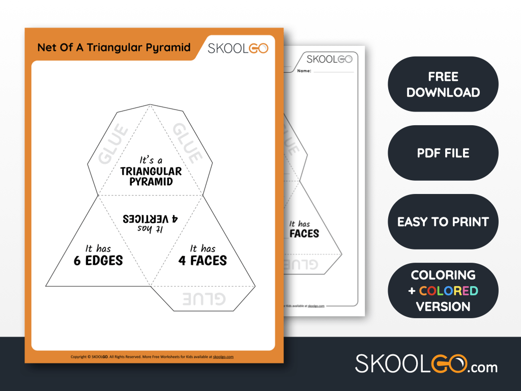 Net Of A Square Pyramid - Free Worksheet - SKOOLGO