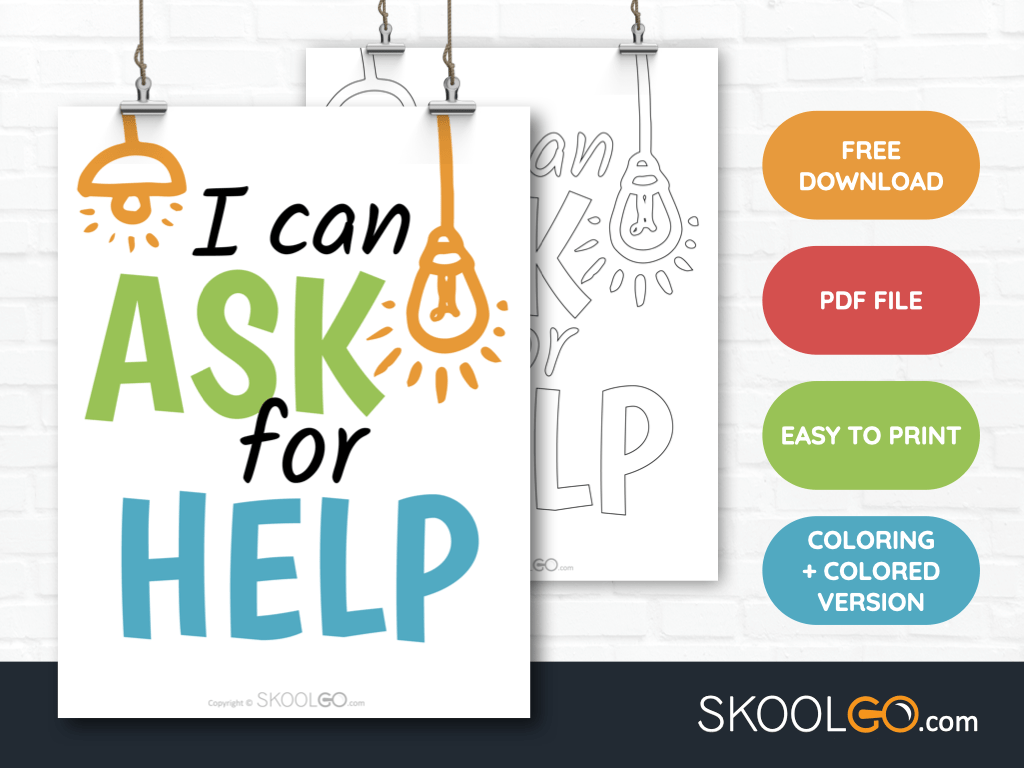 I Can Ask For Help - Free Classroom Poster - SKOOLGO I Can Ask For Help - Free Classroom Poster - SKOOLGO