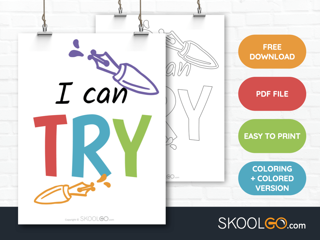 I Can Try - Free Classroom Poster - SKOOLGO