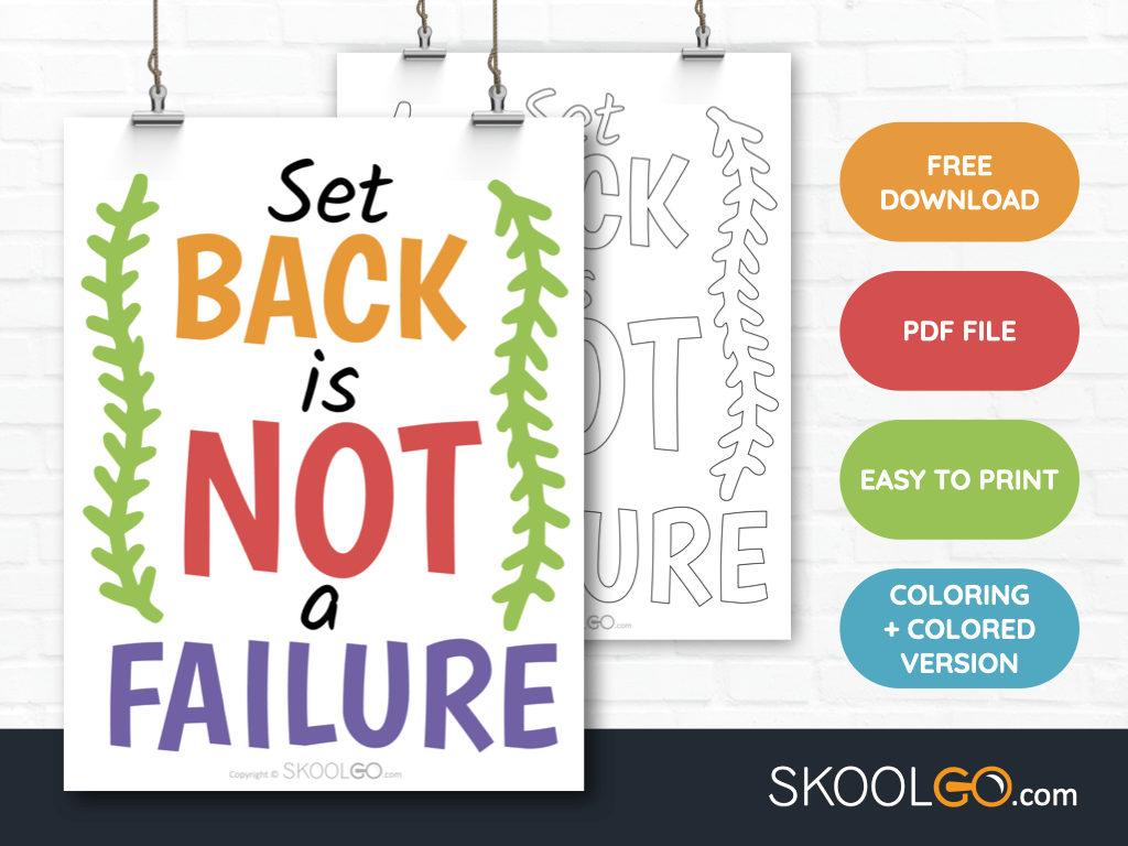 Set Back Is Not A Failure - Free Classroom Poster - SKOOLGO