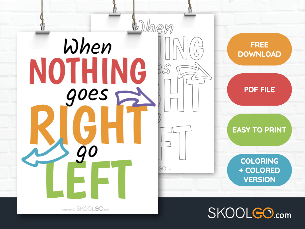 When Nothing Goes Right Go Left - Free Classroom Poster