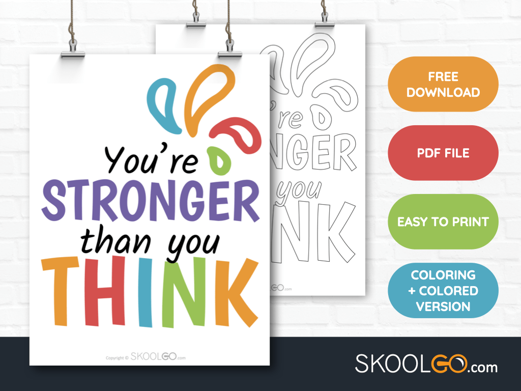 You Are Stronger Than You Think Free Classroom Poster