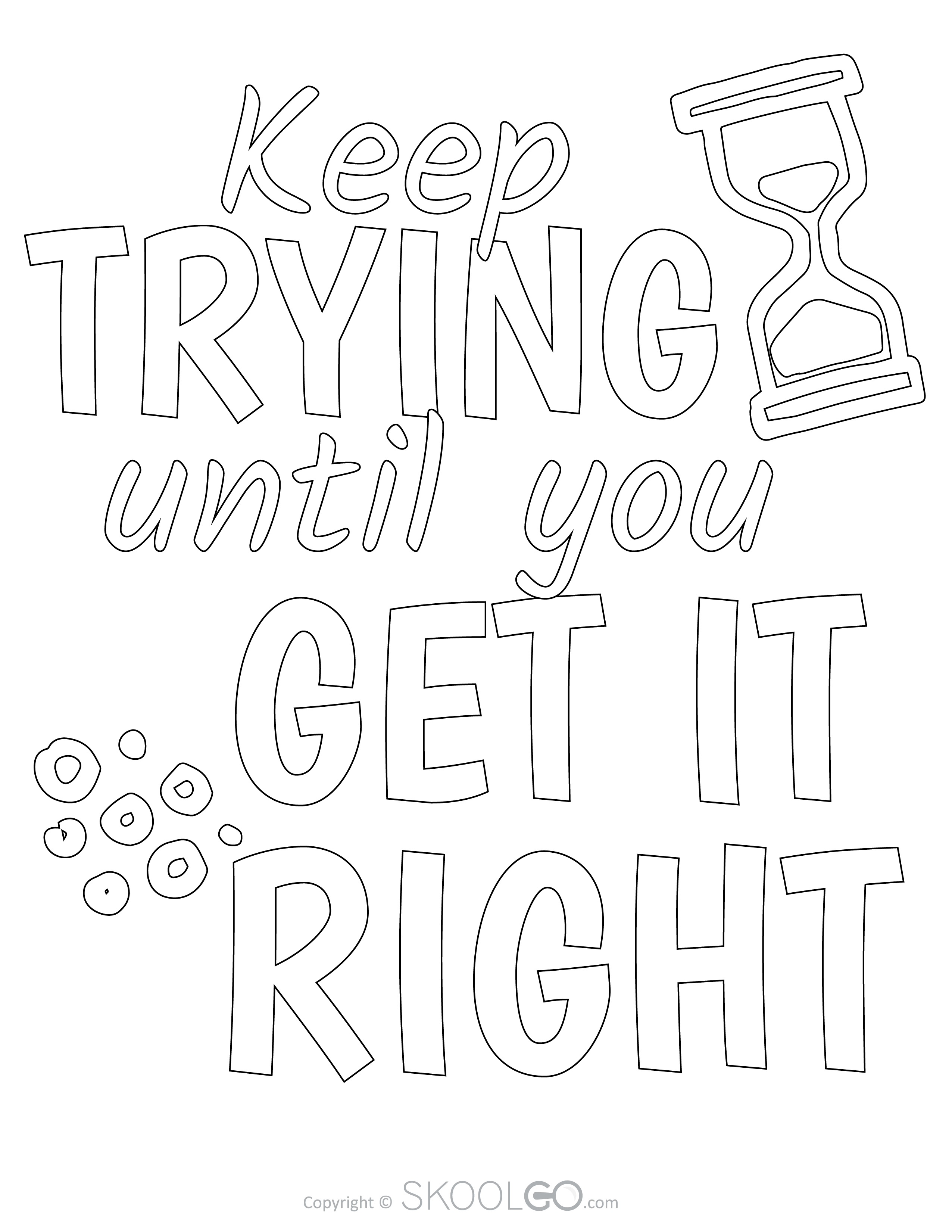 Keep Trying Until You Get It Right - Free Classroom Poster