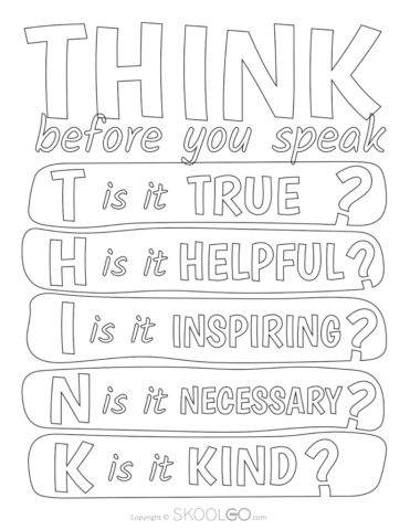 Think Before You Speak - Free Classroom Poster - SKOOLGO
