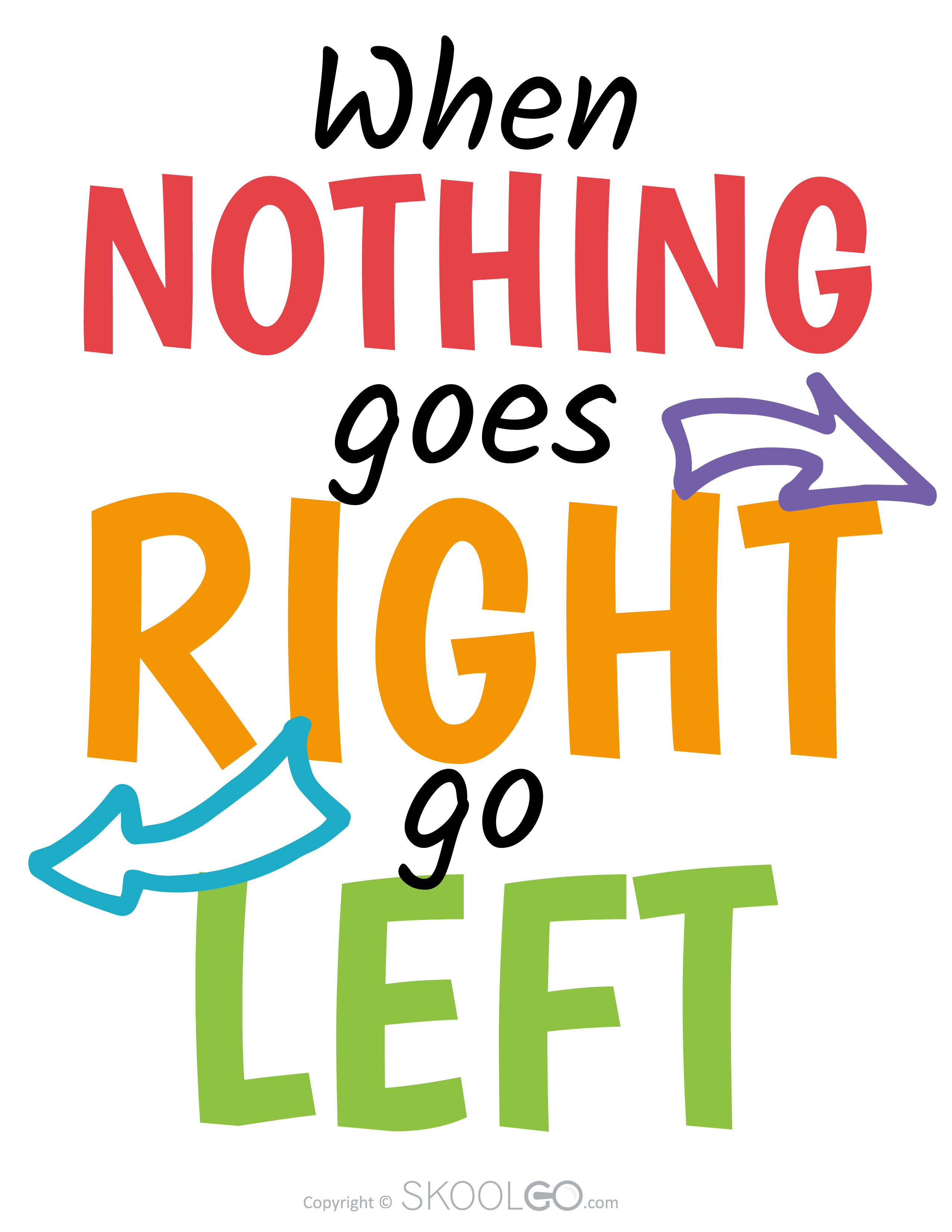 When Nothing Goes Right Go Left - Free Classroom Poster
